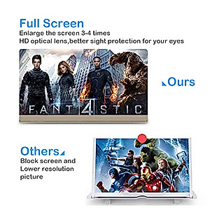 Screen Magnifier,ORETech 12" 3D Phone Screen Magnifier for Smartphone Enlarger HD Screen Amplifier Projector for Movie Video Leather Amplifying Screen with Phone Stand for All Smart Phone-Blue