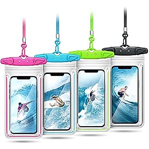 Universal Waterproof Phone Pouch, 4-Pack IPX8 Waterproof Phone Lanyard Case Compatible with iPhone 14/13/12/11 Pro Max/Pro/8 Plus, Galaxy S22/S21/S20/S10/Note 20/10/9 up to 6.8", Dry Bag for Vacation
