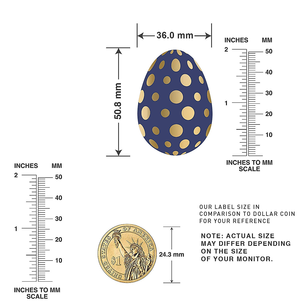 easykart labels 300 Easter Theme Egg Sticker Labels | 6 Different Eggs Design Stickers with Gold Foil | Perfect for Party Decorations and Craft - 1.5"x 2" Size in Sheets