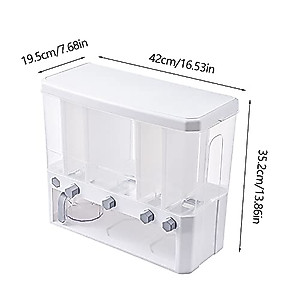 Gdrasuya10 10KG Rice Dispenser, 5-Grid Kitchen Grain Container Storage with Lid, One-Click Output Dry Food Storage with Measuring Cup for Rice, Cereal, Flour, Beans (16.53inch x 7.67inch x 13.85inch)