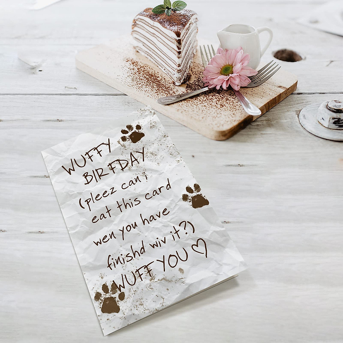 Supoeguk Funny Birthday Card from Dog, Wuff You Pun Birthday Card, Visually Wrinkled Paper Birthday Card, Cute Birthday Card for Dog Mom Dog Dad, Dog Owner Gift