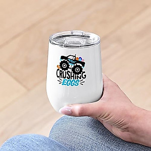CafePress New Easter Monster Truck Cr Insulated Wine Tumbler 12 oz