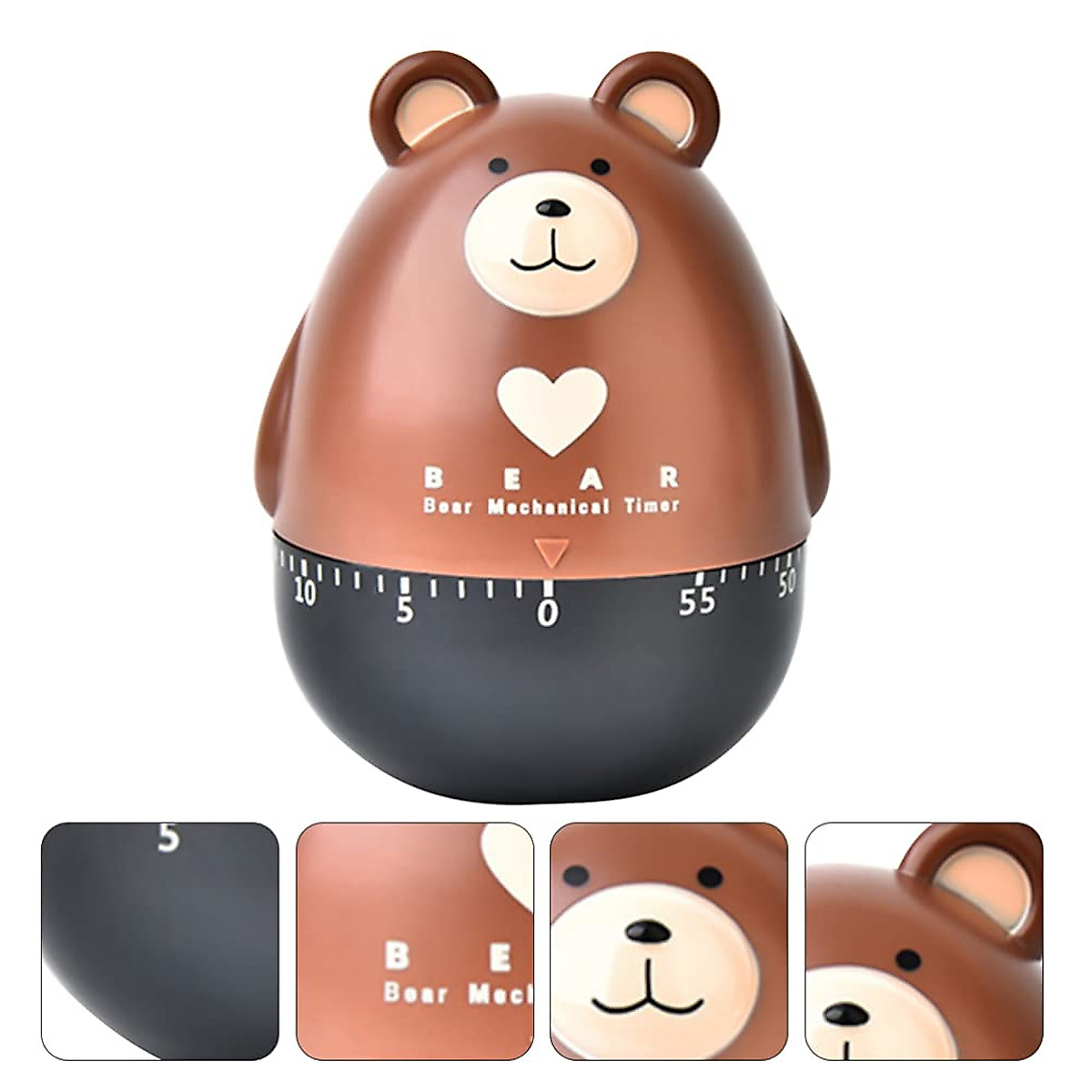 DOITOOL Animal Kitchen Timers for Kids, Cute Cartoon Bear 60 Minutes Mechanical Kitchen Timer Wind Up Countdown Timer for Kitchen Baking Cooking (Orange)