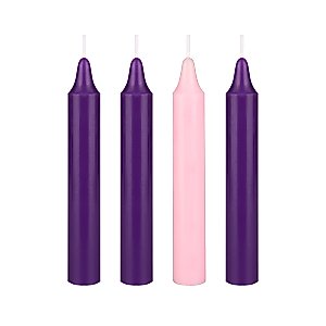 Mega Candles 4 pcs Unscented Christmas Advent Candles Set, Hand Poured Premium Wax Taper Candle 5 Inch x 3/4 Inch, Holidays, Celebrations, Devotional, Church, Wreath, Party, Gifts