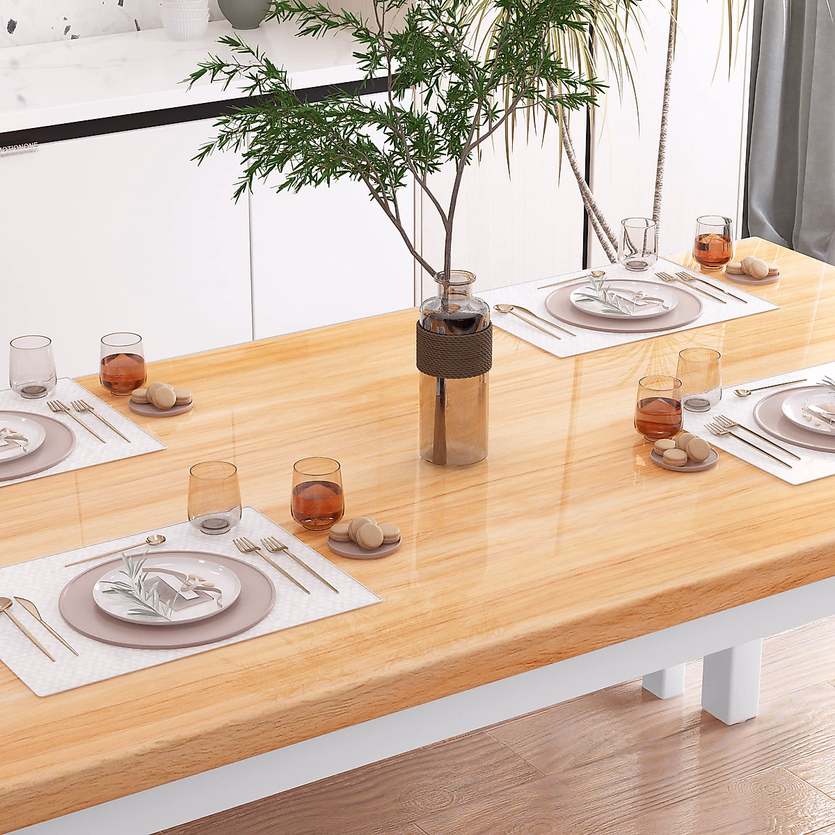 AWQM Dining Room Table Set, Kitchen Set with 2 Benches, Ideal for Home, and Room, Breakfast of 43.3x23.6x28.5 inches, Benches 38.5x11.8x17.5 Beige