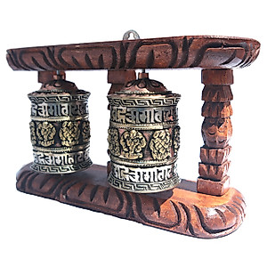mytibetshop Tibetan Prayer wheel, Om mane prayer wheel, Multi Prayer Wheel, wall mount prayer wheel, Prayer wheel with wood frame , hand made by Himalayan artisan in Nepal