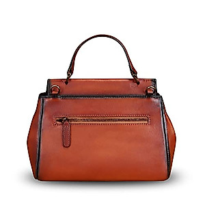 Genuine Leather Satchel for Women Crossbody Bags Handmade Vintage Top Handle Handbags Purse (Red-HandPainted)