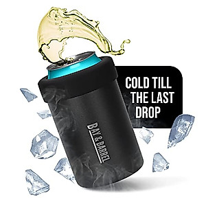 Bay & Barrel - Stubby Bottle & Can Cooler, Vacuum Insulated Can & Bottle Holder, Slip-Free Insulated Can Cooler, 2-in-1 Insulated Beer Can Holder, 12 oz, Black