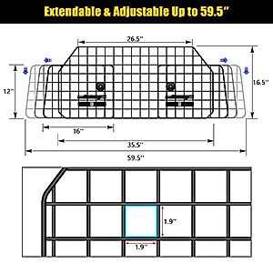 Gtongoko Dog Car Barriers for SUVs, Vehicles, Cars, & Trucks, Adjustable Heavy-Duty Wire Mesh Pet SUV Barriers Universal-Fit, Dog Car Guard, Car Accessories Safety Travel