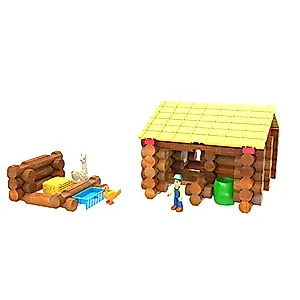 LINCOLN LOGS – Fun On The Farm - 102 Parts - Real Wood Logs - Ages 3+ - Best Retro Building Gift Set for Boys/Girls – Creative Construction Engineering – Top Blocks Game Kit - Preschool Education Toy