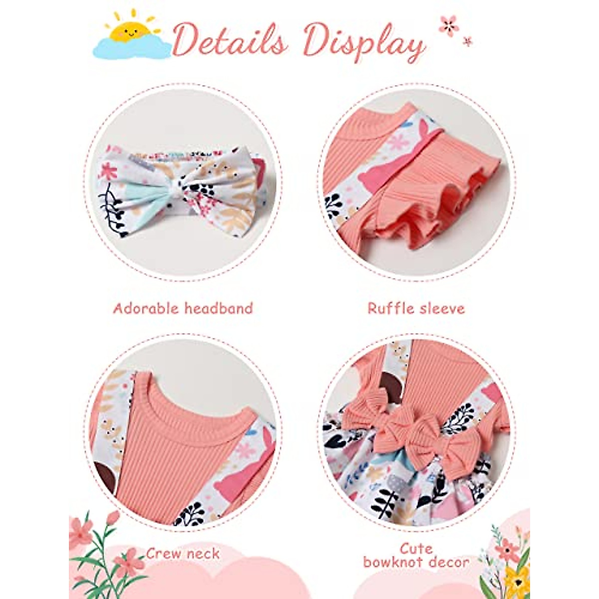 SAPGEJJDJFGE Newborn Baby Girl Clothes Infant Summer Outfits Leopard Heart Ribbed Sleeveless Top + Ruffle Shorts Set 2Pcs (Pink A, 0-3 Months)