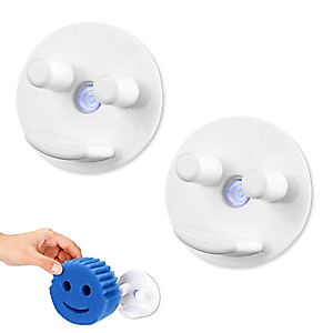 Tatibana Sponge Holder, 2 Pack Suction Sponge Organizer for Kitchen and Bathroom Sink Sponge Storage Smiley Face Sponge Holder Self Draining, Sponges Not Included