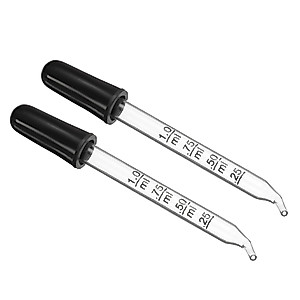 PATIKIL Eye Dropper, 2pcs 1ml Glass Bent Tip Graduated Ear Dropper with Rubber Bulbs for Transfer Liquids for Dose and Measurement, Clear