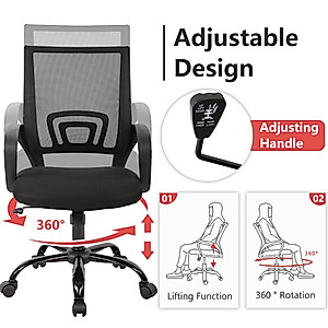 PayLessHere Office Chair Computer Chair Ergonomic Cheap Desk Chair Adjustable Comfortable Mid Back Task Rolling Swivel Chair with Lumbar Support for Home Office Desk, Black