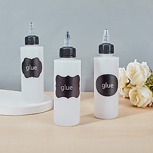 BENECREAT 12 Pack 5oz Plastic Squeeze Dispensing Bottles with Black Twist Cap Glue Bottle with Hopper, Cleaning Brush, Sticker Label and Marker Pen for Crafts, Art, Glue, Multi Purpose
