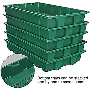 MIXC Seedling Trays Seed Starter Tray, 5-Pack Mini Propagator Plant Greenhouse Grow Kit with Humidity Vented Domes and Base for Seeds' Starting (40 Cells Per Tray, Total 200 Cells), Green