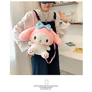 EVESKY Kawaii Melo-dy Plush Backpack For Girls Women Cute Cartoon Toy Bag Soft Plush Doll Bag for Girls Cosplay Birthday Gifts (PINK)