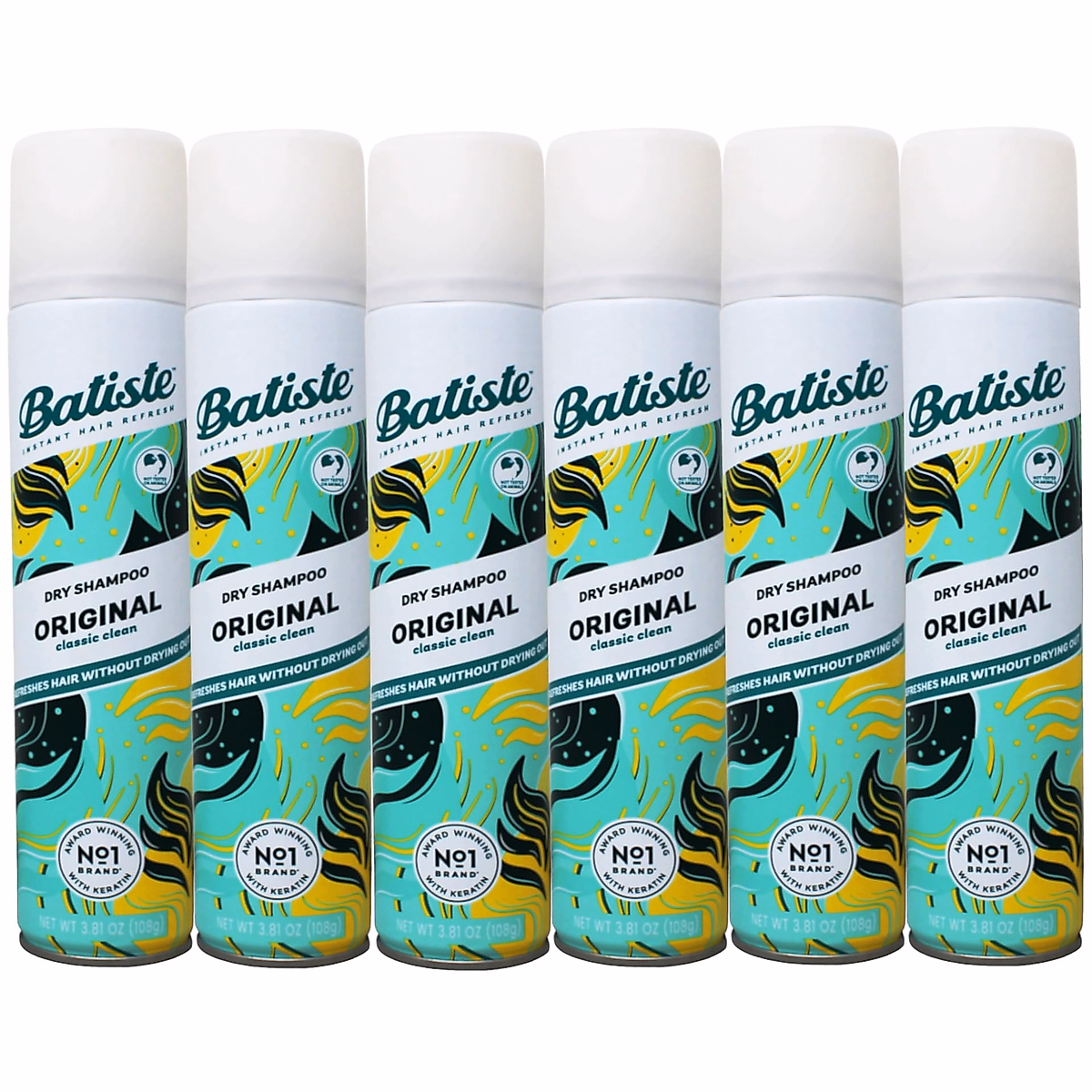 Batiste Dry Shampoo, Original, Classic Clean, 3.81 oz (Pack of 6)