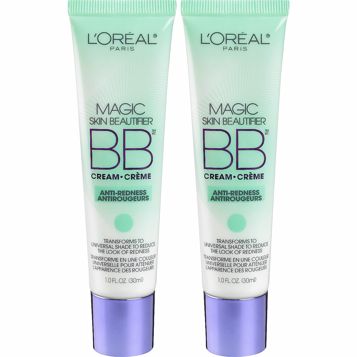 L’Oréal Paris Makeup Magic Skin Beautifier BB Cream Tinted Moisturizer, Anti-Redness, 1 fl oz, 2 Count