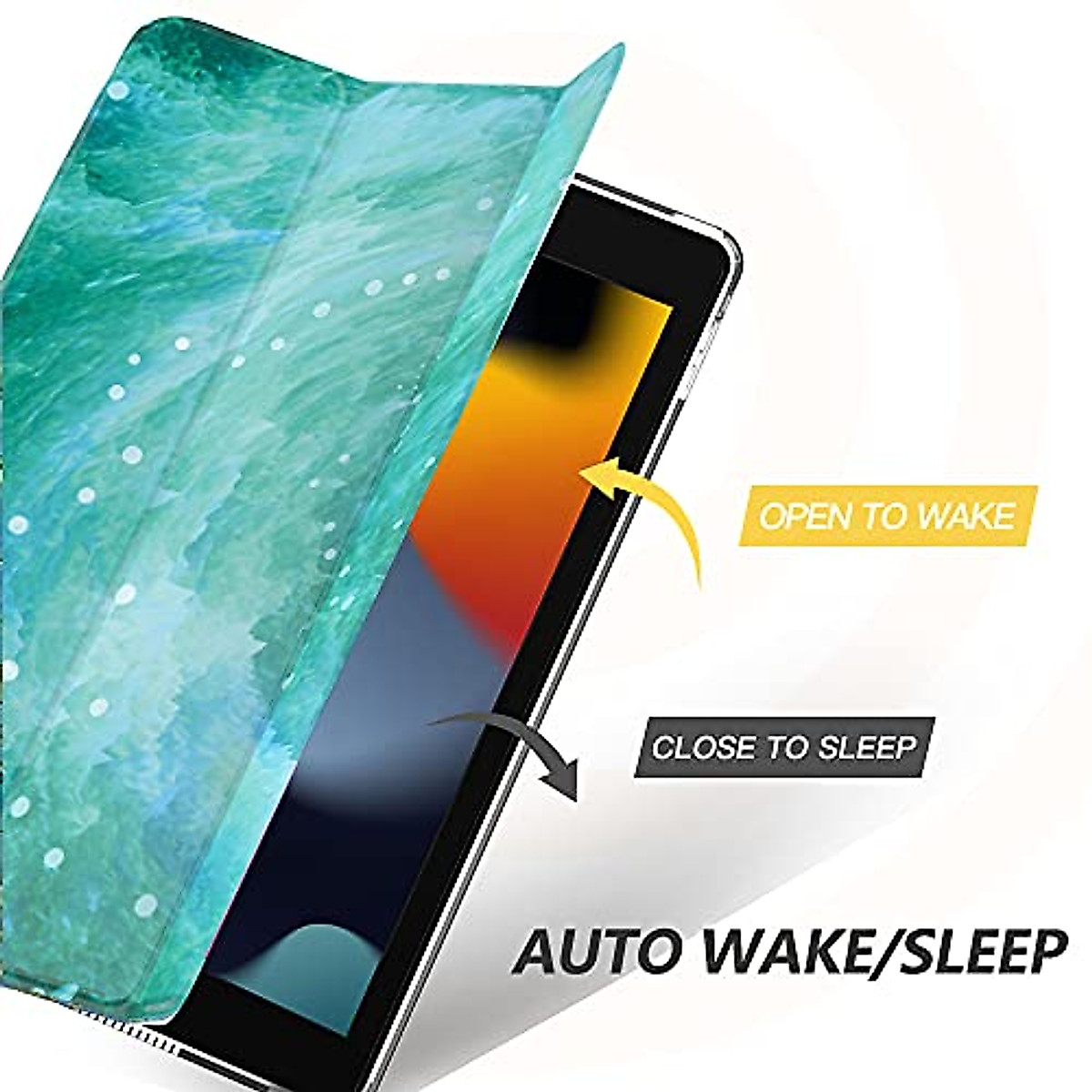 MoKo Case for iPad 10.2 iPad 9th Generation 2021/ iPad 8th Generation 2020/ iPad 7th Generation 2019, Slim Stand Hard Back Shell Smart Cover Case for iPad 10.2 inch, Auto Wake/Sleep, Swirl