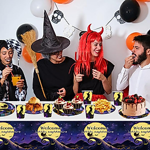 Halloween Welcome Little Nightmare Baby Shower Decorations,Little Nightmare Tableware Include Plates,Cups and Tablecloth for Baby Shower Party Decorations(Serve 16)