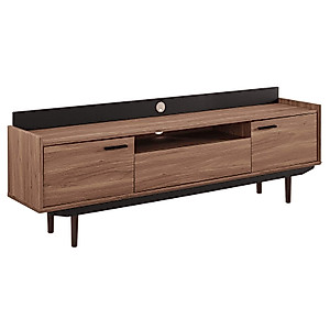 Modway Visionary 70" Mid-Century Modern Low Profile Entertainment TV Stand in Walnut Black