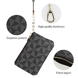 Veki Coin Purse Change Mini Purse Wallet With Key Chain Ring Zipper for Men Women Fashionable Bag Key Chain Pendant Leather Classic Clutch Purse(Black)