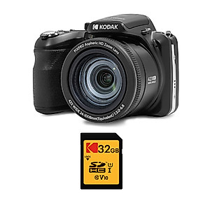 Kodak Pixpro AZ425 Astro Zoom 20MP Digital Camera with 42x Optical Zoom (Black) with Kodak 32GB SD Card Bundle (2 Items)
