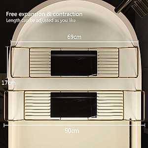 Bathtub Caddy Tray, Extendable Stainless Steel Bath Tub Tray Racks with Marble Chopping Board, Shower Organizer for Hotel Spa Shower Stall (Color : Silver+White)