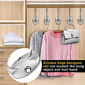 CORANSO 10Pack Silver zinc die cast Coat Hooks with 48 Screws Wall Mounted Double Rustic Metal Two Prongs Hanger Heavy Duty Bathroom Closet Robe Hook for Towel,Key,Hat
