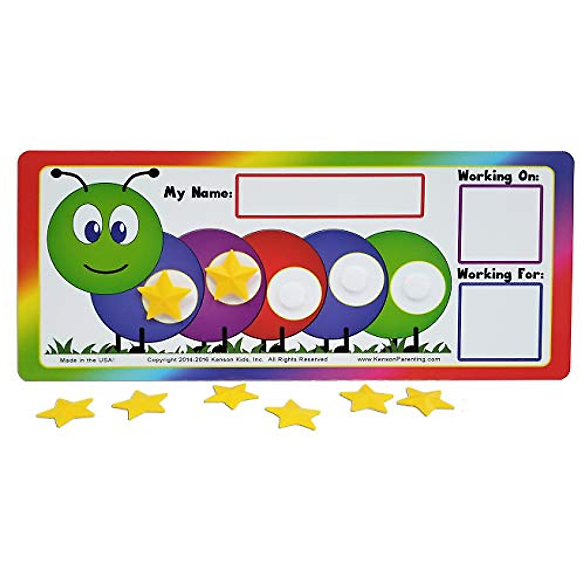 Kenson Kids “I Can Do It!” Caterpillar Token Board 10 Pack – Dry Erase Classroom- Student Incentive Star Charts - Ages 3-10 - Positive Reinforcement Boards with Customizable Goal Box-Measures 5 x 11”