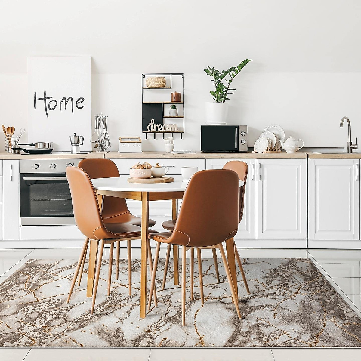 LUXE WEAVERS Marble Abstract Beige 4x5 Area Rug