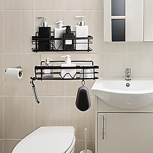 ToNewBe Self Adhesive Shower Shelves, Storage Rack Organizer with 3 Shower Caddy Hooks , Shower Rack No Drilling Wall Mounted Shower Storage Self, 2 Packs Shower Caddy.