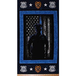23.5" X 43" Panel Police Department Flag Law Enforcement Officers Policemen Cops Insignia Cotton Fabric Panel (D762.53)