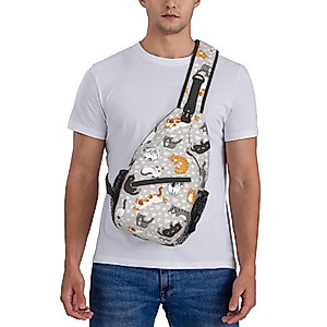 VOOHDDY Cute Cat Kitten Sling Bag For Women Men Fun Animal Travel Hiking Backpack Crossbody Shoulder Chest Bags Casual Daypack Sport