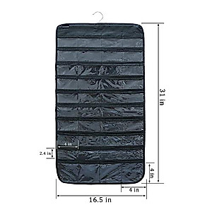 TabEnter Double-Sided Jewelry Hanging Organizer Display Hanger Small Tools Holder with 80 Clear Pockets (Black)