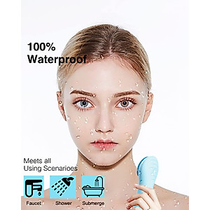 Sonic Face Scrubber, Waterproof Face wash Brush for Men & Women, Rechargeable Face Brushes for Cleansing and Exfoliating, Electric Facial Cleanser Brush - Mint