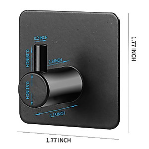 Matte Black Hook for Hanging , Heavy Duty Towel Hanger Coat or Clothes Hooks , 4 Pack Stainless Steel Adhesive Wall Hooks for Bathroom, Bedroom or Hotel