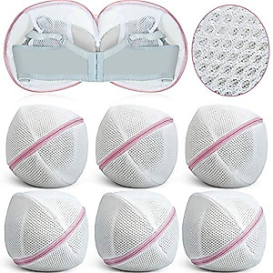 6 Pieces Bra Washing Bag for Laundry Mesh Wash Bag Laundry Bags Lingerie Bag Underwear Brassiere Washing Bags with Zipper for Women Laundry Storage (Pink)
