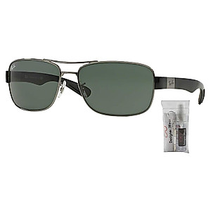 Ray-Ban RB3522 004/71 61M Gunmetal/Green Sunglasses For Men+ BUNDLE with Designer iWear Eyewear Kit