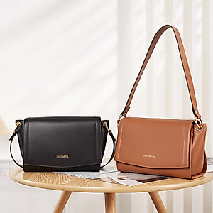 BOSTANTEN Womens Leather Crossbody Bags Designer Handbag Medium Trendy Shoulder Bag Purse Black