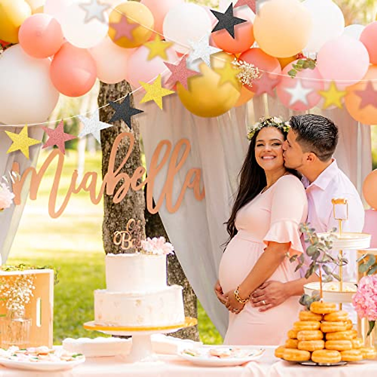 50pcs Glitter Star Cutouts, 6inch Twinkle Star Glitter Paper Confetti Star Shape Paper Cut Outs for Bulletin Board Classroom Wall Party Supplies (Black)