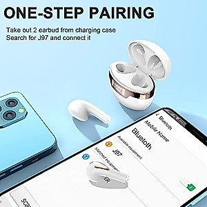 Wireless Earbud, Bluetooth 5.2 Headphones 2022 Bluetooth Earbud with HD Mic, Wireless Earphones in Ear Ear buds with USB-C Charging Case, IP7 Waterproof Deep Bass, Dual LED, 40H Mini Headset for Sport