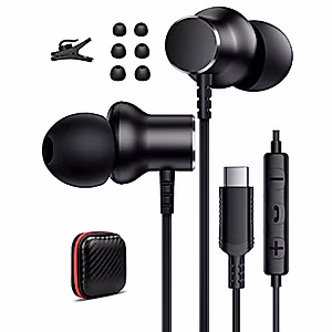 USB C Headphones for Samsung Galaxy S23 S22 S21 S20 Ultra A53 Z Flip4 Note 20 10+, Magnetic Type C Earphones Wired Earbuds with Mic Noise Canceling Stereo Bass for iPad 10 iPad Pro Air Mini Pixel 7 6