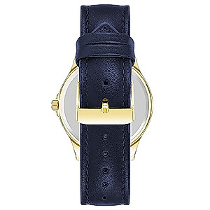 Amazon Essentials Men's Easy to Read Strap Watch, Gold Tone and Navy Strap
