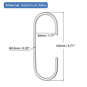uxcell C Hooks, 8Pcs 5.7'' - Aluminum Alloy C-Shaped Hanger Hook, C Hooks for Hanging Clothes Towels Shoe Scarf Bag (Silver)