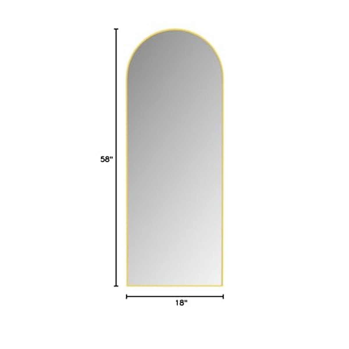 Antok Arched Full Length Mirror, 58"x18" Arched Floor Mirror, Glassless Mirror Full Length with Stand, Floor Mirror Freestanding, Wall Mounted Mirror for Bedroom Living Room, Gold