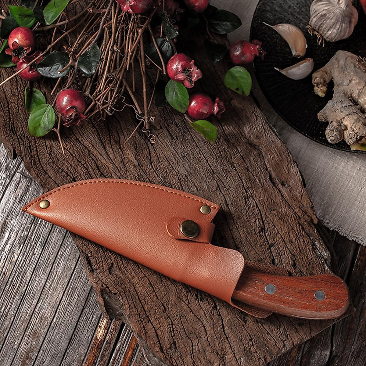 Luxshiny Leather Cover For 5 Inch Boning Knives, 2Pcs Edge Guards Blade Protector Cleaver Chef Knives Cover with Belt Loop