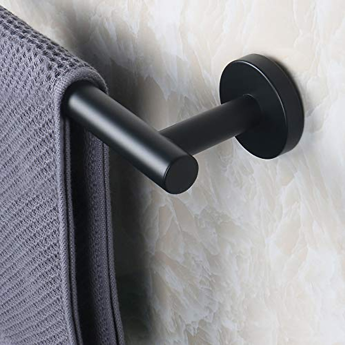 NearMoon Bathroom Towel Bar, Bath Accessories Thicken Stainless Steel Shower Towel Rack for Bathroom, Towel Holder Wall Mounted (Matte Black, 24 Inch)