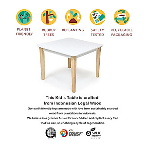 Mentari Toys - Kid’s Table - Wooden Easy Clean Table - Children’s Playroom, Classroom Furniture - Sturdy Table for Play and Learning - Age 3+